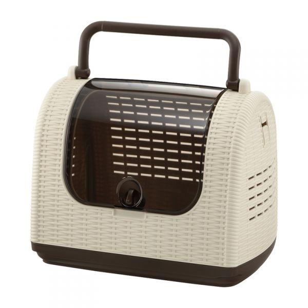 ★リッチェル　ラタンキャリー　アイボリー(IV) [小型犬・ねこ・うさぎ用]開口部が広く、出し入れラクラク！ ラタン風のおしゃれなキャリーです。通気性を考慮した快適設計です。 超小型犬・猫・うさぎ用 体重目安/5kg以下【サイズ】　外寸：4...