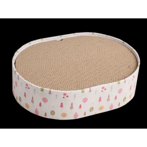 高密度段ボールで出来た猫ちゃんのツメトギ猫ちゃんがリラックスしやすい楕円形つめとぎボードは両面使えるタイプ。３枚付いているので経済的です。北欧をイメージしたオシャレな外見がお部屋に馴染みます。サイズ：H100×W410×D310mm製品重量...