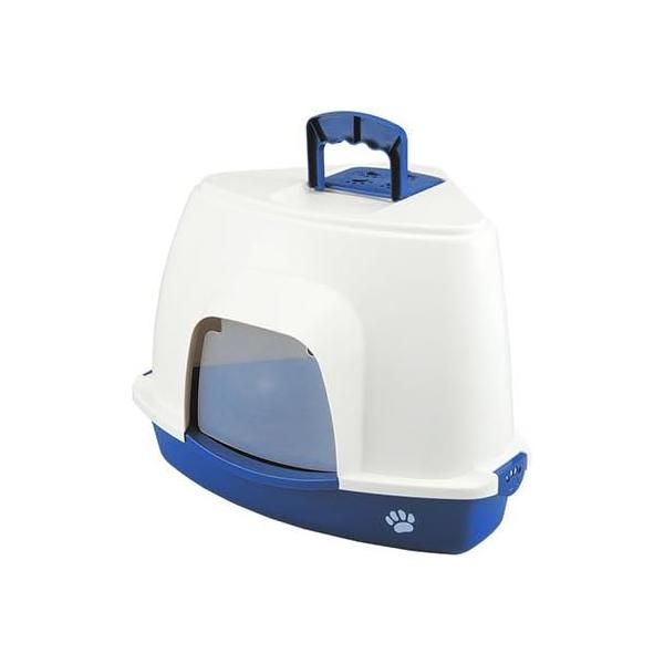 FANTAZY WORLD（ファンタジーワールド）ねこトイレ ゛クリーン ハウスコーナートイレ”　 (ブルー)◆ハウス型ねこトイレ・個室型でニオイを閉じ込め、天面の消臭フィルターで脱臭！内寸サイズ (幅X奥行X高さ) :38×38×40cm...