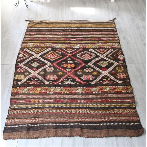 商品番号：　19449 サイズ　：　184x125cm 産　地　：　Antalya　アンタルヤ 織られた年代　：　1950-60 素　材　：　ウール×ウール   <Key：キリム,Kilim, トルコキリム,Turkish Kilim...