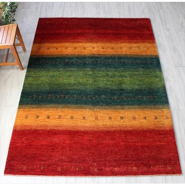 商品番号：　gh28056 サイズ　：　232x167cm（フリンジを含まない） 厚　み　：　1cm程度 産　地　：　イラン・シラーズ 年　代　：　新しいギャベ 素　材　：　ウール×ウール　/手織り 織りのタイプ：　Loribaft Ata...