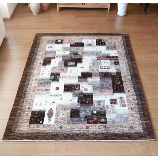 商品番号：　gh36830 サイズ　：　203x151cm（フリンジを含まない） 厚　み　：　1.3cm程度 産　地　：　Shiraz, Iran 年　代　：　新しいギャベ 素　材　：　ウール×ウール　/手織り 織りのタイプ：　Nowbaf...