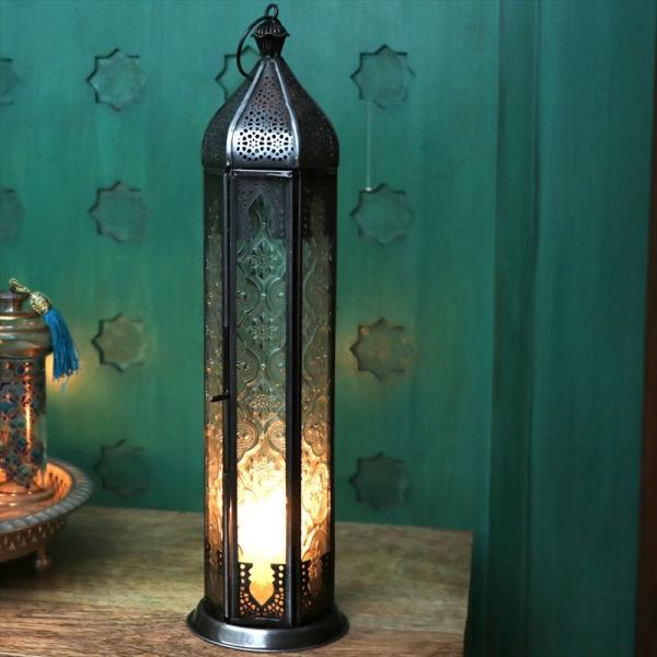 直径：約9cm  本体の高さ：約35cm 重量：約0.49kg  産　地：インド 素　材：ガラス・アイアン