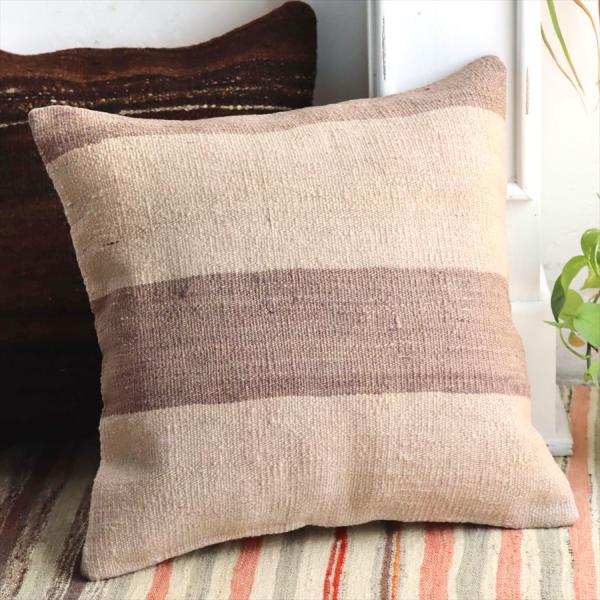 商品番号：　m25201 サイズ　：　41x40cm キリムの産地　：　アンタルヤ(Antalya)  素　材　：　ウール（表）/コットン（裏） 裏面の色：　ベージュ  <Key：クッションカバー40cm, 40×40cm, オールド...