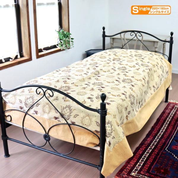 商品番号：　parmet220sivory  サイズ　：　220x160cm  産　地　：　ブルサ・トルコ  素　材　：　シュニール素材〔ポリエステル）・コットン      <Key：ベッドカバー, ベッドスプレッド, 厚手, 輸入生...