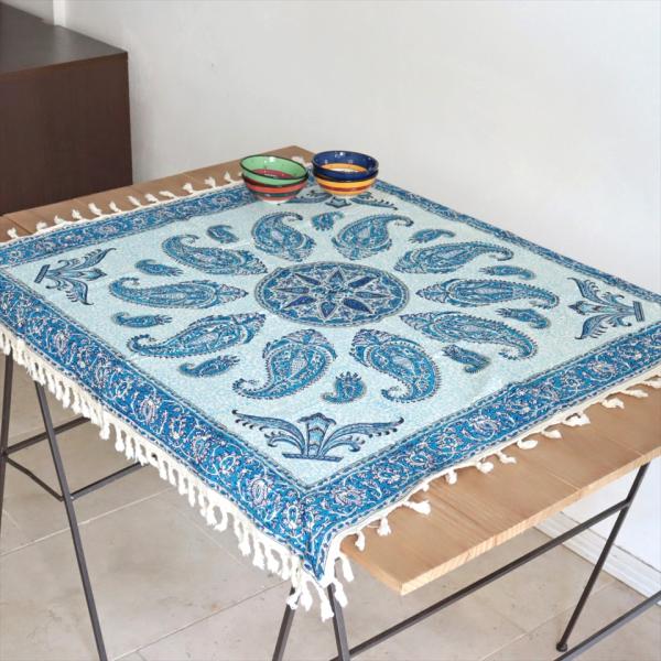 商品番号：　sa100-187 サイズ　：　約97×92cm（房を除く）  素　材　：　コットン100%  制　作　：　イスファハン・イラン   <Key：ガラムカール イラン イスファハン ペルシャ シルクロード コットン 綿100...