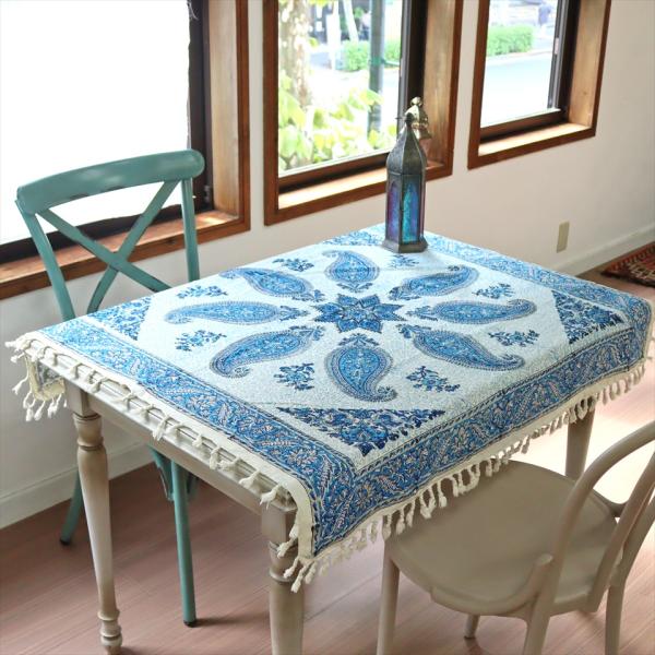 商品番号：　sa100-240 サイズ　：　約98×94cm（房を除く）  素　材　：　コットン100%  制　作　：　イスファハン・イラン   <Key：ガラムカール イラン イスファハン ペルシャ シルクロード コットン 綿100...