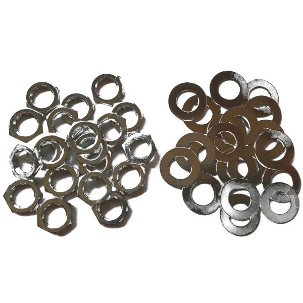 ボリューム軸用の M7サイズのナットとワッシャー 各20個。外径7mmの各種ボリューム軸/スイッチ/ジャックのナット・ワッシャーとして御使用頂けます。バルク品のため、若干の汚れや傷がある場合があります。サイズをよくご確認の上、ご購入ください...