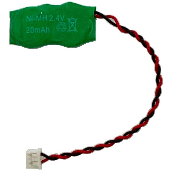 内蔵用二次電池 2.4V 20mAh NiMHです。3ピンのコネクタ(Molex PicoBlade 1.25mmピッチ 3ピン 互換品)が付いています。サイズ：約 24mm x 14mm x 4mm (コードとコネクタを除く)Ni-MH ...