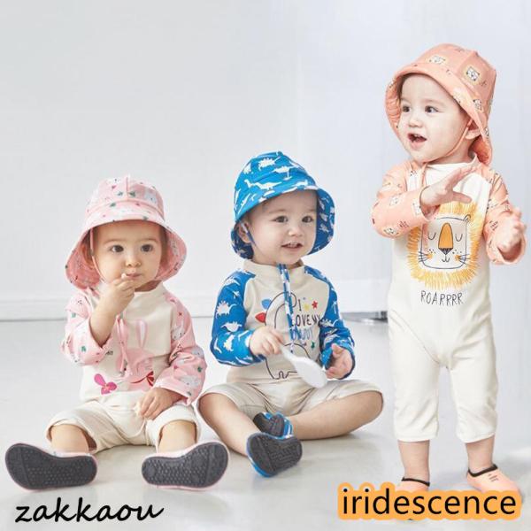 キッズ　長袖ラッシュガードかわいい　ベビー水着お子様を日焼けから守るカワイイパーカーです?こちらは、全身を守ってくれるつなぎタイプの水着となっています。プールや海で目立ちそうなカラーで、とってもおしゃれ。小さなお子さんの肌への負担が心配なお...