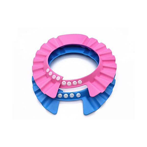 4段階サイズ調節可能：頭の大きさに合わせ、スナップボタンで4段階にサイズを調整できます，で赤ちゃん、幼児から、実はまだシャンプーが苦手な小学生、 大人まで一緒に使えます。水がより顔の外側に流れる構造なので、 今までのシャンプーハットとは違っ...