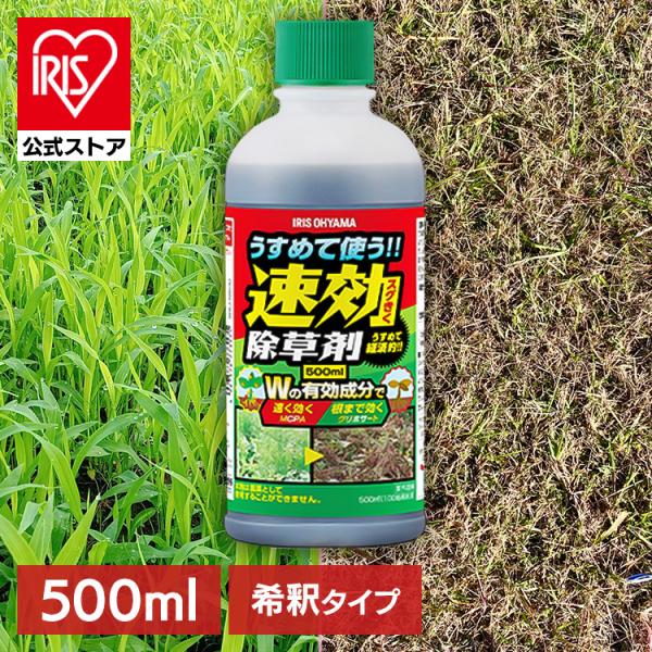 （検索用：除草剤・希釈タイプ・500ml・速効・強力・液体・アイリスオーヤマ・非農耕地用・園芸用品・ガーデニング・原液・グリホサート・雑草対策・庭・手入れ・うすめる速効除草剤・4967576773171・アイリスオーヤマ）