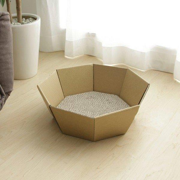 ●商品サイズ（cm）：幅約40.3×奥行約40.3×高さ約14.2●原材料：段ボール（検索用：爪とぎ・日本製・国産・日本産・ダンボール・デザイン・ベッド・4571375588074）