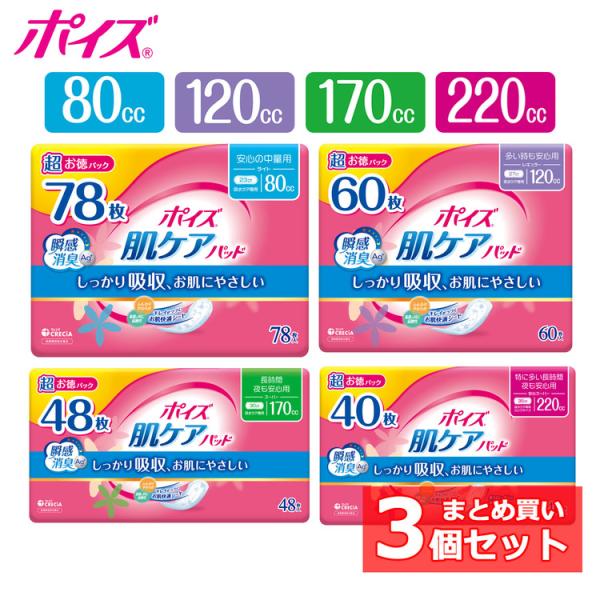 （検索用：ポイズ・吸水パッド・軽失禁パッド・尿漏れパッド・吸水ケア・尿もれ・尿モレ・ポイズパッド・80cc・ライト・4901750884239・4901750884215・4901750884192・4901750884178）