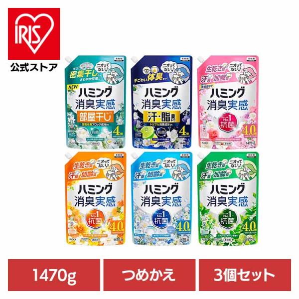 （検索用：花王・ハミング・柔軟剤・生乾き・部屋干し・詰替え・消臭実感・部屋干し臭・リフレッシュグリーンの香り・4901301463838・4901301463814・4901301463807・4901301463791・490130146...