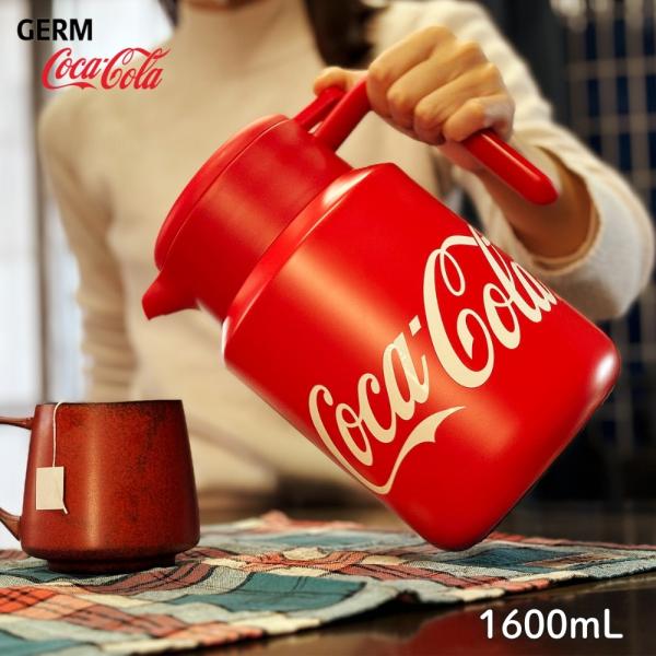 商品名：GERM コカ・コーラ ポット 1600ml 魔法瓶 保温 保冷 卓上 コーヒー お茶 ステンレス 大容量 1.6L仕様・容量：1600ml（1.6L）・サイズ：約17.5×17.5×25.5cm・重量：約1.02kg・素材：ステン...