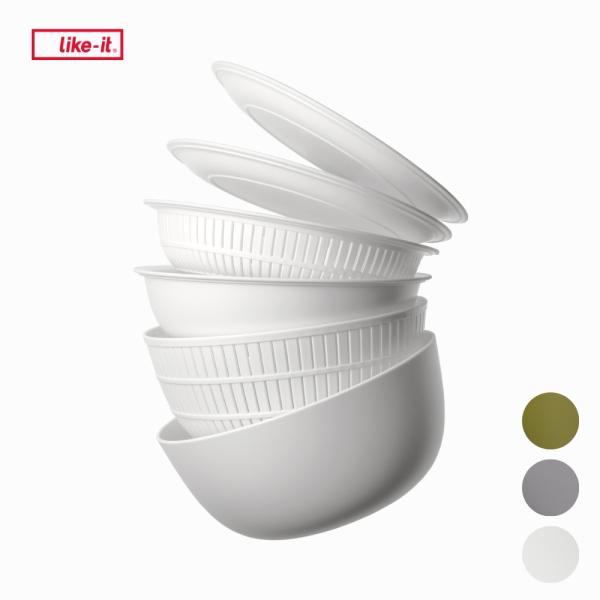 ライクイット 米とぎにも使えるザルとボウル ザル ボウル セット 6点セット LBK-10 レンジ 耐熱 BPAフリー ふた付き プラスチック そうめん そば 水切り 日本製 調理 洗米 こめとぎふっくらとみずみずしいお米を炊き上げるための...