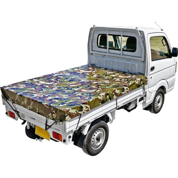 積荷の保護に ハトメが20か所あるのでしっかり止められる！材質:生地：ポリエステル、PVC ハトメ：アルミニウム付属品:ゴムバンド(80cm×10本)本体サイズ:約1.74×2.4m重さ:約2.2kg