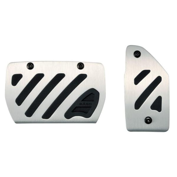 トヨタの小型車とダイハツ車用ペダル。ヘアライン仕上げにアルマイト加工したアルミペダル。足元の質感大幅UP!　ブレーキにはスベリ止めの為の、凸形状ラバーを採用。安心してお使い頂けるシッカリ取付機構採用。サイズ:アクセル87.5mm×45mm、...