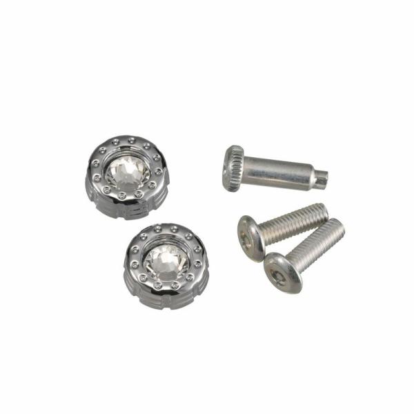 セキュリティナンバーボルト&amp;キャップ。スワロフスキークリスタルを使ったナンバーボルトキャプ(2個)。当社オリジナル設計の手裏剣穴形セキュリティボルト(2本)。専用工具(1個)入り(専用工具のみの販売はありません)。キャップ本体カラー...