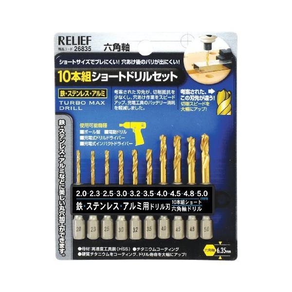 特徴ショートサイズでブレにくく折れにくい仕様です。鉄、ステンレス、アルミなどに美しい丸穴加工ができます。