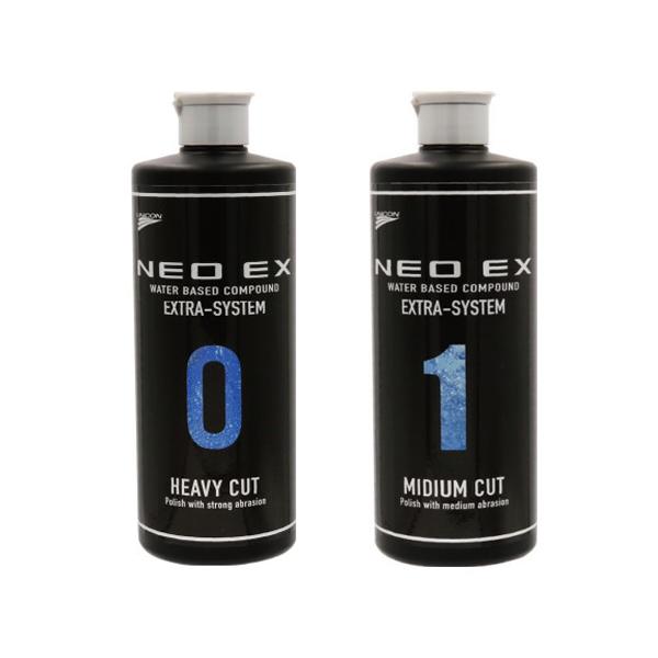 NEO EX0●一般塗膜：P１５００相当●特殊塗膜：P２０００相当●ポリッシャー推奨回転数：８００〜１２００ｒｐｍ●推奨バフ：ＦＭＣ ＮＥＯ-BUFF COTTONｏｒＷＯＯＬ【特徴】（１）ポーラス構造の特殊研磨粒子を採用し、高い研磨力を維...