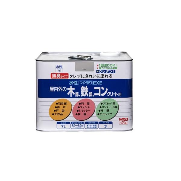 【特長】●タレずに塗れる、1回塗りの水性ツヤあり塗料です。●イヤな臭いのない無臭タイプの塗料です。●乾きが早く（約１時間）、乾くと日光や雨に強い塗膜となります。【用途】●屋内外の鉄部・木部・コンクリートなど、広い用途に使えます。（床面には塗...
