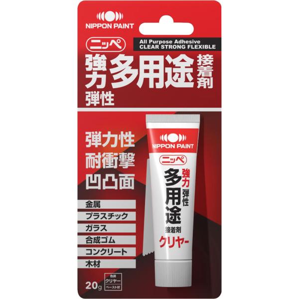 ■特徴●凹凸のある面や、振動・衝撃が加わる場所でも、しっかり接着できる　多用途弾性接着剤です。●ペーストタイプなので垂直面でも垂れにくく、作業がしやすい。■用途使用できるもの：金属、プラスチック(ナイロン、PVC、ABS)、ガラス、合成ゴム...