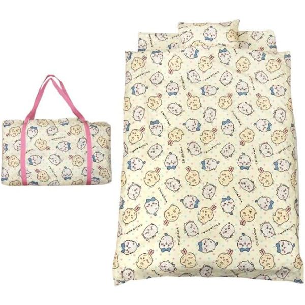 保育園・幼稚園でのお昼寝やお出かけ先にもピッタリのお昼寝ふとんセット。掛け布団・敷き布団・まくら・布団カバー・持ち運びに便利な収納バッグの7点。ちいかわのかわいいデザイン、カバーは洗えるのでいつも清潔にお使い頂けます。収納バッグには「お名前...