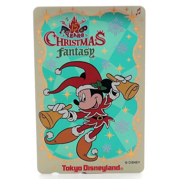 東京ディズニーランド15周年クリスマスファンタジーテレホンカード東京ディズニーランド1998年テレホンカード50度数台紙なし　未使用ミッキーメタリック色で現物はもっと濃いグリーン色です。