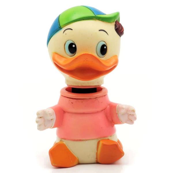 ヒューイヴィンテージ（首振り）増田屋社　1970年代ソフビ製　日本製　ゼンマイ高13.5cm　汚れありゼンマイを巻くと首を左右に振りますが経年により動きはゆっくりです。