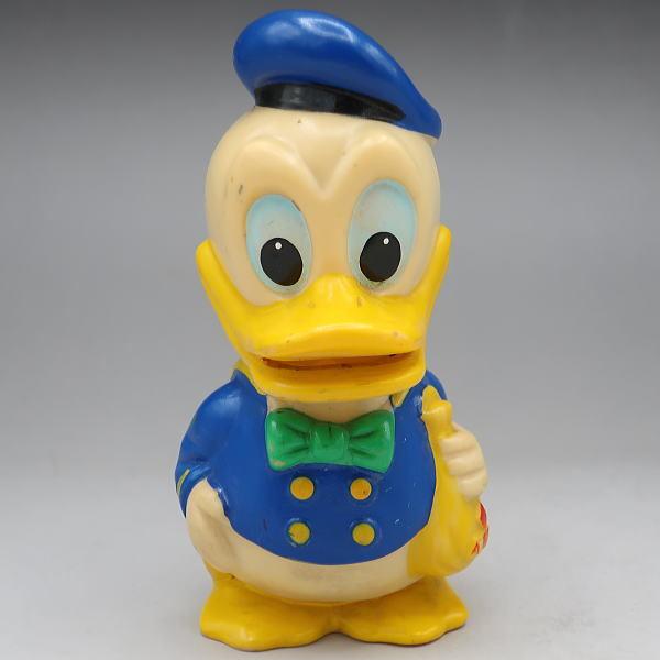 ドナルド三菱銀行貯金箱（左手に袋）1980年代プラスチック製高12cm　USED