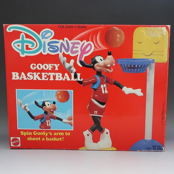 グーフィーバスケットボールマテル社　USA　1990年代プラスチック製箱：高28×横35.5×幅11.5cmボールとゴール付未開封