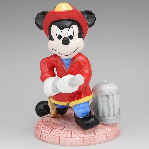 ミッキーSchmidフィギュア（消防士）Schmid社　1990年代陶器製高10.8cm　状態良好　箱ありホースを踏んでいるミッキーです。