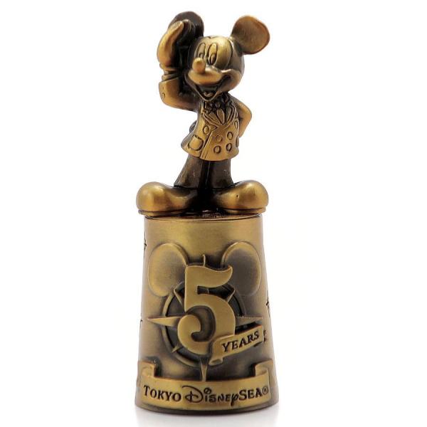 ミッキーTDS5周年ピューターシンブル東京ディズニーシー5周年記念2006年ピューター製　袋付きシンブル：高5.6cm箱あり　新品
