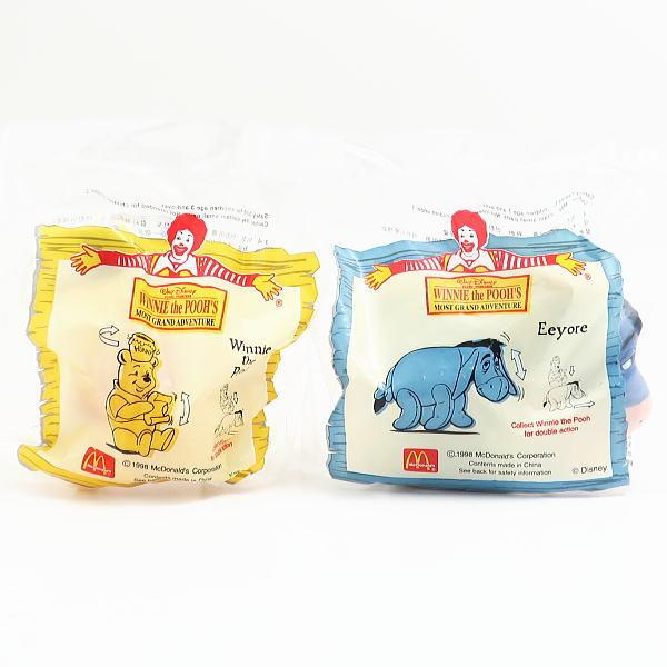 プー＆イーヨーマクドナルド・ハッピーミールトイ"Winne the Poohs Most Grand Adventure"マクドナルド　1998年未開封イーヨーの上にプーを重ねます。お送りしますのは袋入り未開封です。郵便での発送の場合はプチ...