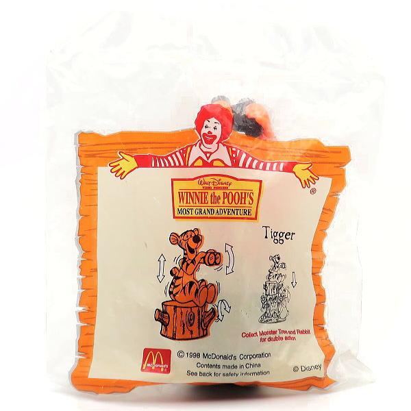 ティガーマクドナルド・ハッピーミールトイ"Winne the Poohs Most Grand Adventure"マクドナルド　1998年プラスチック製　ゼンマイ高10.5cm（手を上に上げて）袋入り　未開封お送りしますのは袋入り未開封郵...