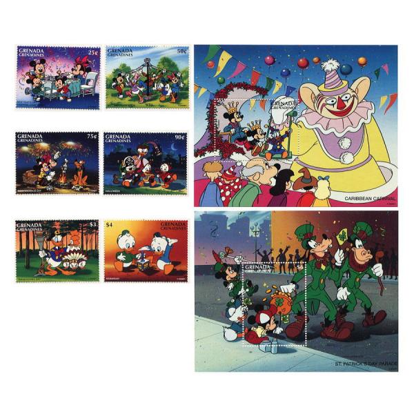 FAB5＆ジャイロ他切手/小型シート2枚＆切手6枚（伝統的な祝日）発行国Grenada Grenadines1996年発行小型シート：10×12.4cm未使用これでフルセットです。A4クリアファイルに収まる台紙にファイルされているためそのま...