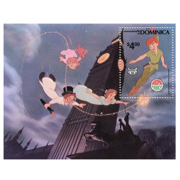 ピーターパン切手小型シート発行国Dominica1980年発行9.9×12.4cm　未使用