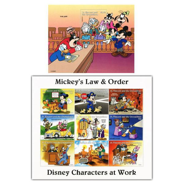 FAB5＆ピート他切手9枚1シート＆小型シート1枚（法と秩序）発行国St. Vincent and the Grenadines1996年発行シート：15.3×17.8cm小型シート：10.2×12.7cm未使用A4クリアファイルに収まる台...