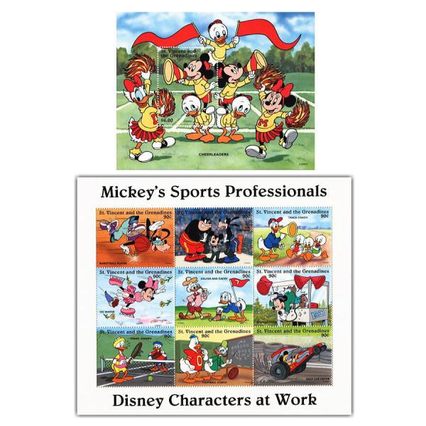 FAB4他切手9枚1シート＆小型シート1枚（プロスポーツ選手）発行国St. Vincent and the Grenadines1996年発行シート：15.3×17.8cm小型シート：10.2×12.7cm未使用A4クリアファイルに収まる台...