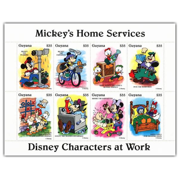 FAB4他切手8枚1シート（ホームサービス）発行国Guyana1995年発行シート：13.6×17.8cm未使用A4クリアファイルに収まる台紙にファイルされているためそのままお送りします。ミッキー、ミニー、ドナルド、グーフィー、デイジー、ヒ...