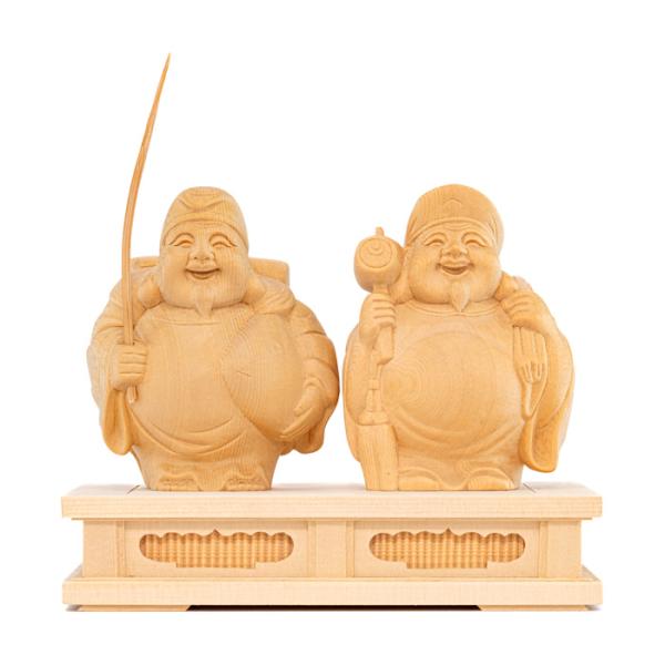 七福神 置物 木彫 えびす エビス 恵比寿 恵比須 戎 夷 大黒 だいこく 二福神 彫刻 五穀豊穣 商売繁盛 財福無量 開運招福 学業成就 大漁満足 航海安全 木彫 えびす様・大黒様 二福神を通信販売。日本屈指のパワースポット、伊勢からお届...