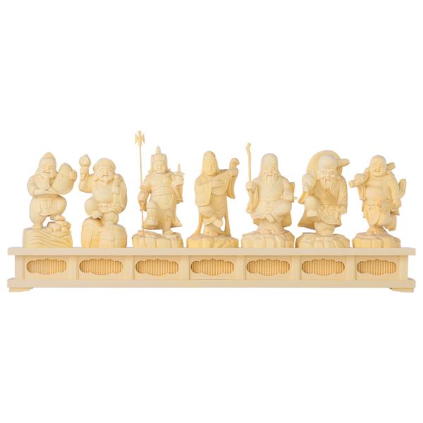 七福神 置物 木彫 恵比寿天 大黒天 毘沙門天 弁財天 福禄寿 寿老人 布袋尊 彫刻 上彫 神具 木彫 踊り七福神 桧を通信販売。日本屈指のパワースポット、伊勢からお届けします。