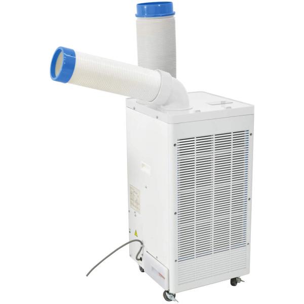 100V専用フロアタイプスポットクーラーです。キャスター付きで簡単に移動ができます。屋内用定格電圧：100V周波数：50/60Hz電線長：2mアース：あり入力プラグ：2Pプラグサイズ：W401×D430×H803mm (ダクト含まず)質量：...