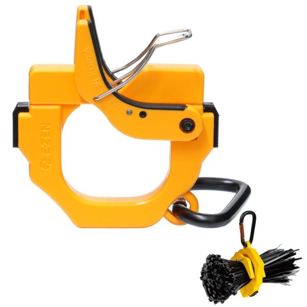 【特徴】のせて押すだけでケーブルタイ(結束バンド)をワンタッチ装着。装着した結束バンドはスプリングの力で振っても抜け落ちることがありません。取り出す際は1本ずつ引き抜くことができます。引き抜くたびに自動的に締まっていくので最後の一本までホー...