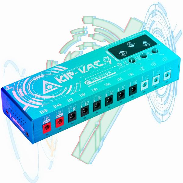 KIP-V.A.C.9フルアイソレーテッドパワーサプライ 9vOut 電圧可変ポート装備電圧をコントロール可能なボルテージアジャスト機能搭載のポートを3つ、無負荷時供給電圧を約9.8V （最適環境下において）のポートを6つの全9ポートを持つ...