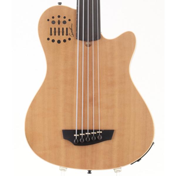 ゴダンを代表するフレットレスベースが中古で入荷!!Godin A5 SA Fretlessは、アコースティックの響きを持ちながら、エレクトリックの操作性を兼ね備えた5弦ベース。こちらはフレットレス仕様となっており、チェンバード構造のボディに...
