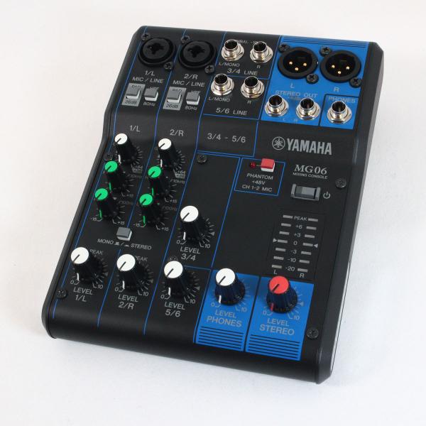 YAMAHA /MG06がused入荷です。6チャンネルミキサーMG06です。最大2 Mic / 6 Line入力( 2 モノラル+2 ステレオ)。マイクプリアンプ「D-PRE」搭載。超コンパクトながらYAMAHAクオリティです。【イシバシ...
