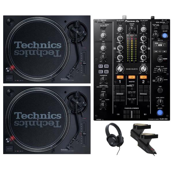 【セット内容】◆TECHNICS / SL-1200MK7WK ブラック (2台)◆Pioneer DJ / DJM-450◆ortofon / OM Pro S DJカートリッジ (2個)◆ヘッドフォン◆RCAピン-RCAピン デュアルケ...